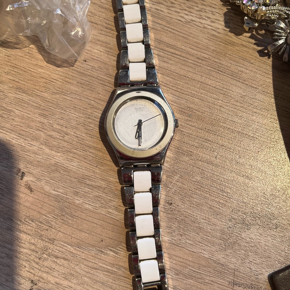 Swatch Ironey White Face No Number Watch, Needs Clean… - Gem